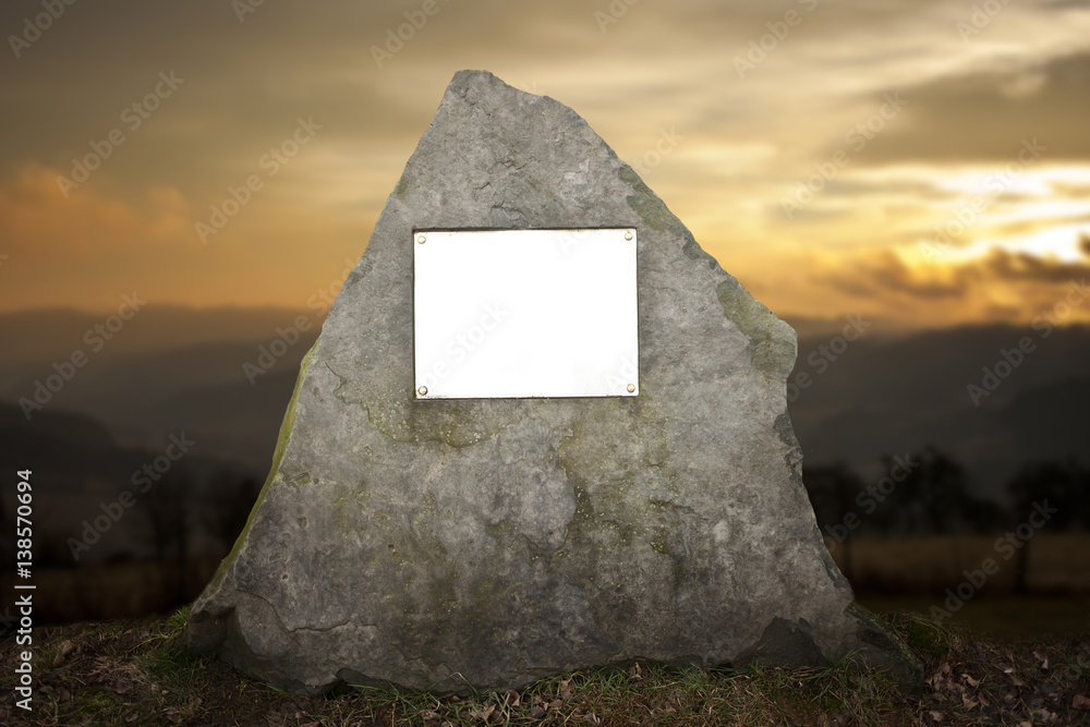 Outdoor stone with clear white sign where can be placed own text Stock ...