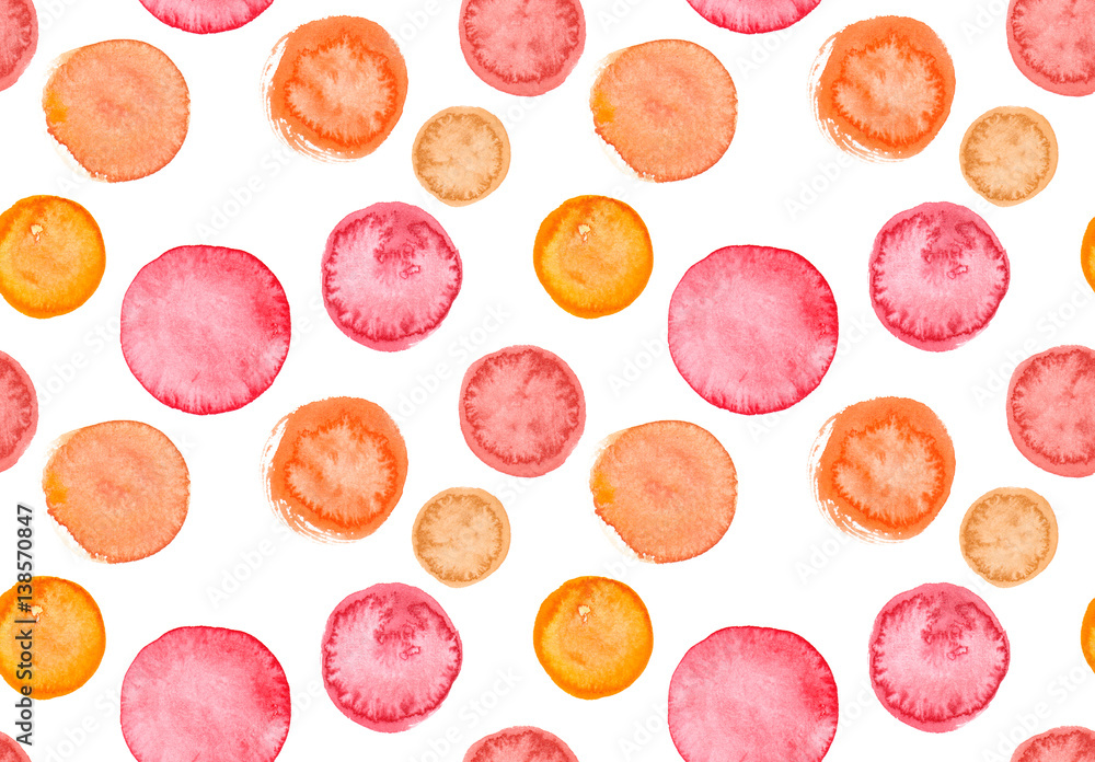 Seamless Pattern With Different Sized Red Orange And Yellow Polka Dots