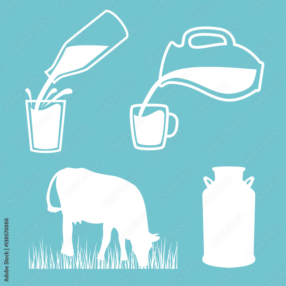 Natural Milk Symbol Or Logo Cow Milk Can Milk Pouring From A Bottle natural-milk-symbol-or-logo-cow-milk-can-milk-pouring-from-a-bottle