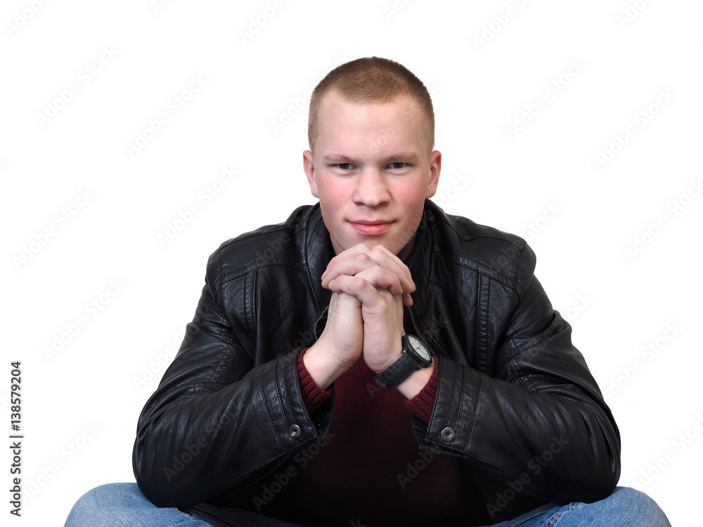 Portrait of young beautiful men. Portrait. White background Stock Photo ...