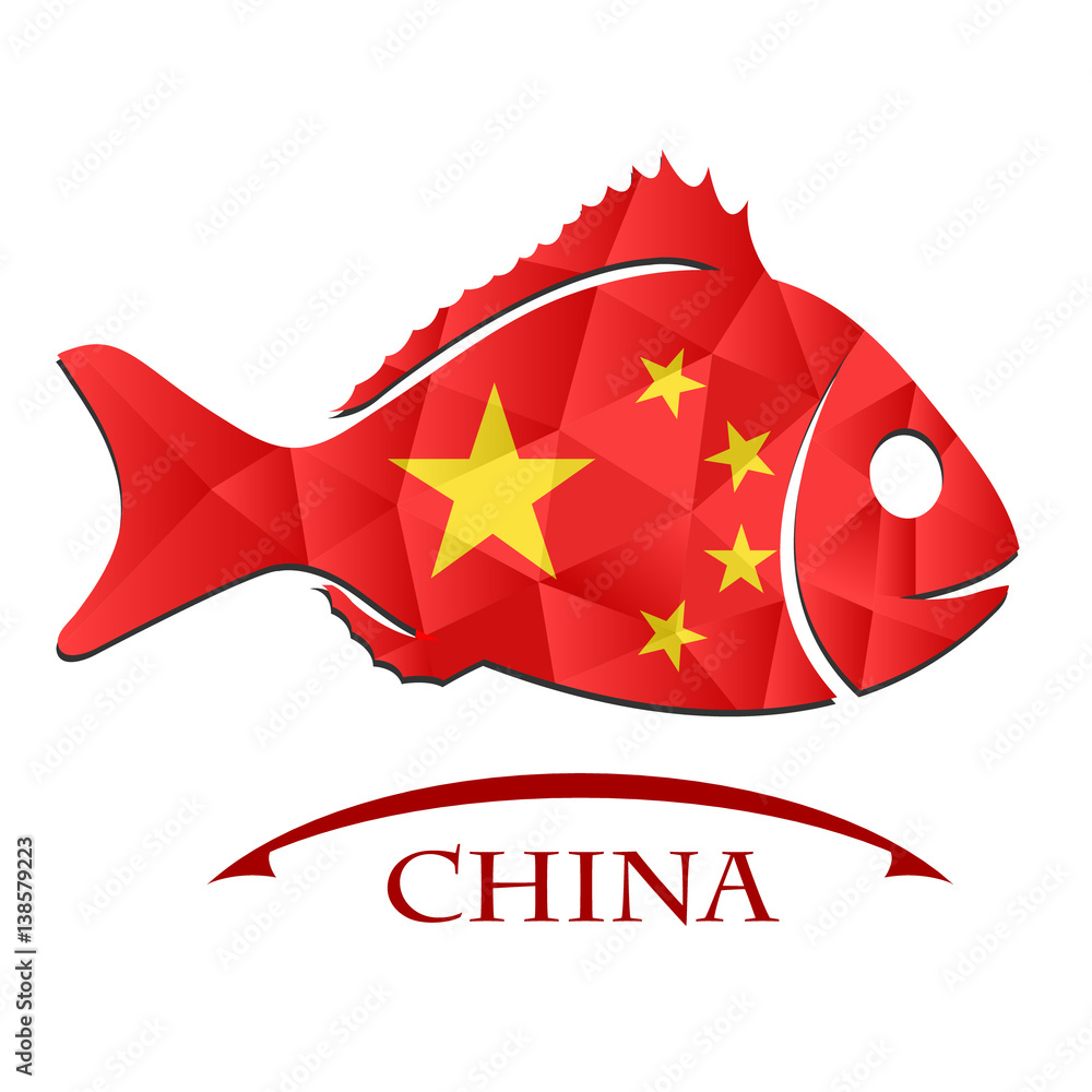 fish logo made from the flag of China Stock Vector | Adobe Stock