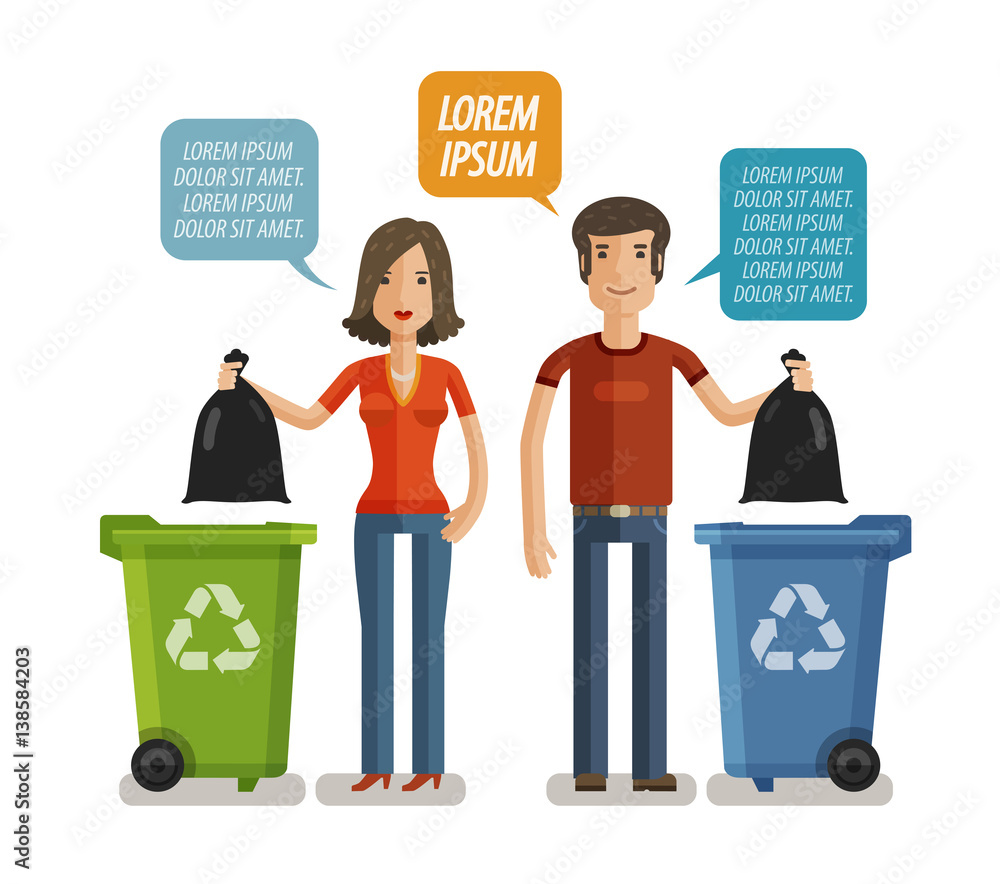 Garbage can, waste bin, trash container, dumpster infographic. Keep ...