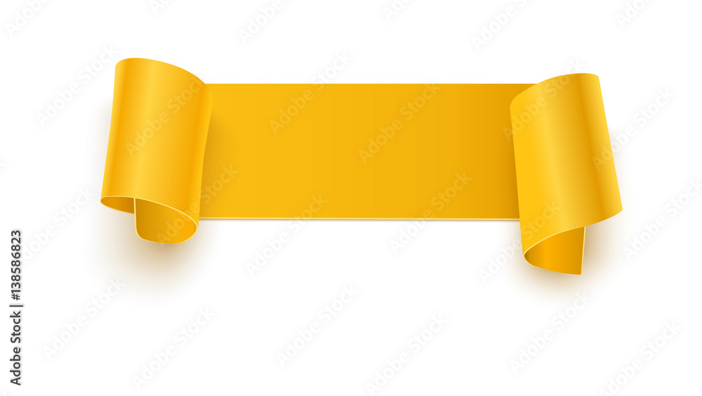 Realistic paper banner with curly corners, edges on a white background ...