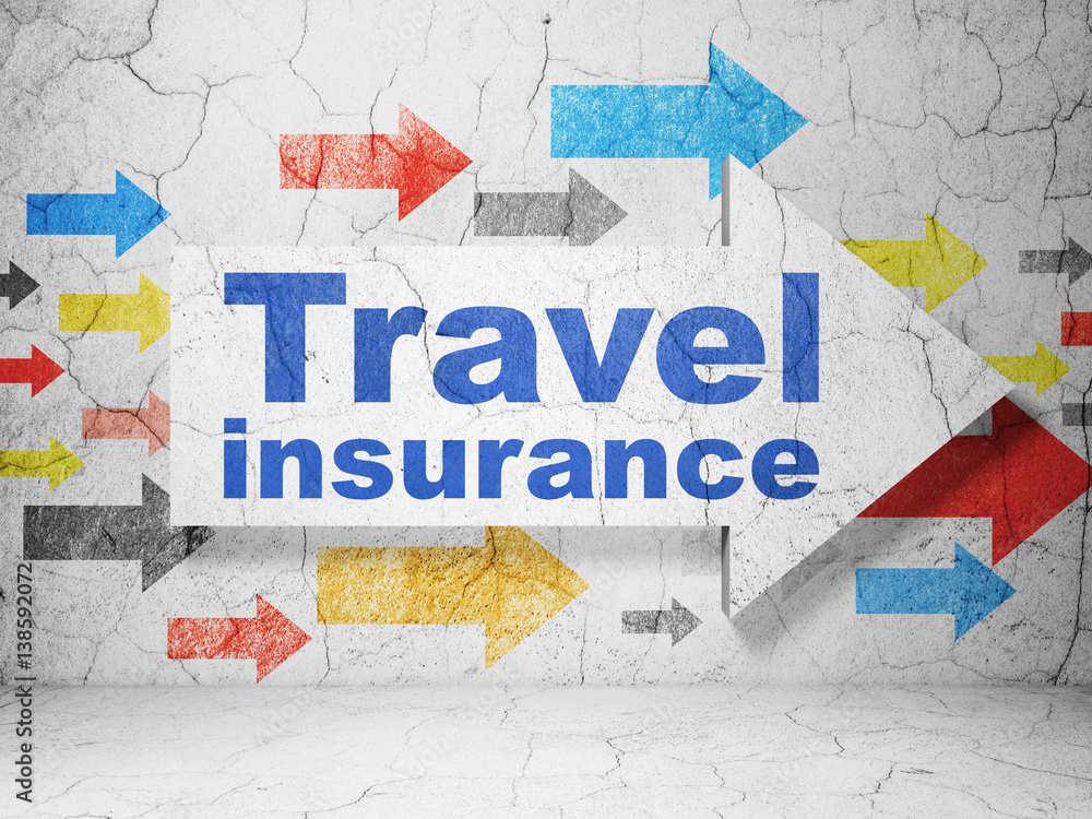 Insurance concept: arrow with Travel Insurance on grunge wall ...