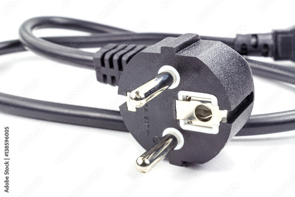 EU plug for power cable on a white background Stock Photo | Adobe Stock