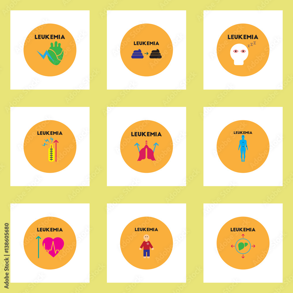 Vector icons collection various symptoms of leukemia on bodies Stock ...