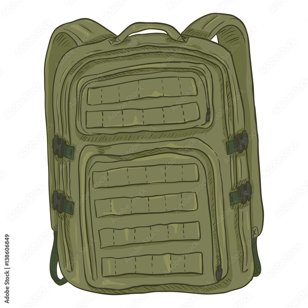 Vector Single Cartoon Tactical Army Backpack Stock Vector | Adobe Stock