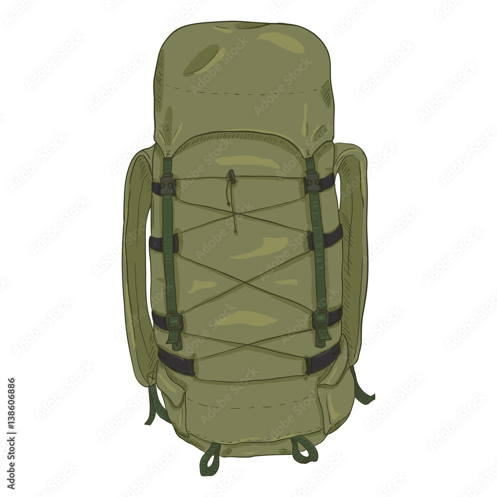 Vector Single Cartoon Hiking Backpack Stock Vector | Adobe Stock