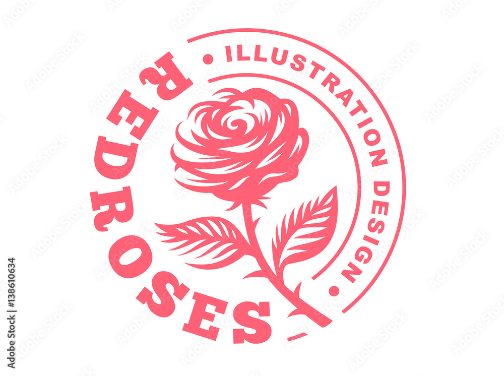 Red rose logo - vector illustration, emblem design on white background ...