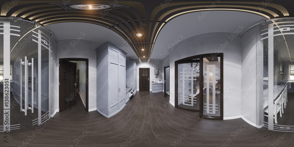 3d illustration hall interior design in classic style. Render is made ...