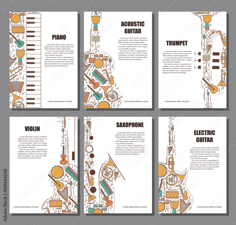 Set of musical illustration concept. Art music poster book brochure ...