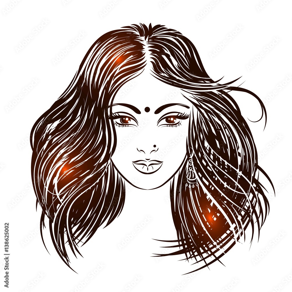 Indian girls face Stock Vector | Adobe Stock