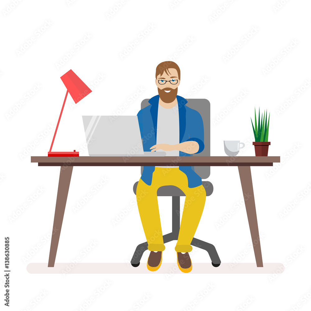 Working A Desk Behind