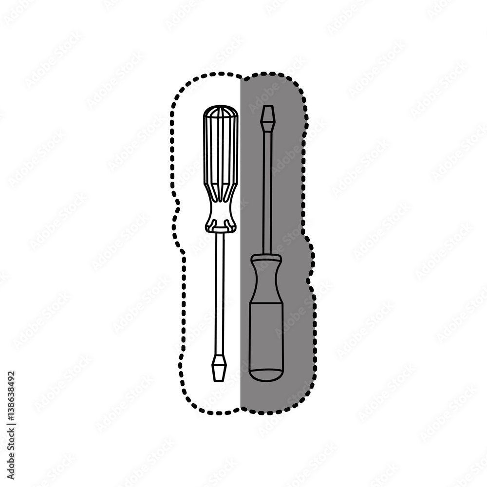 sticker monochrome line contour of pair of screwdrivers vector ...