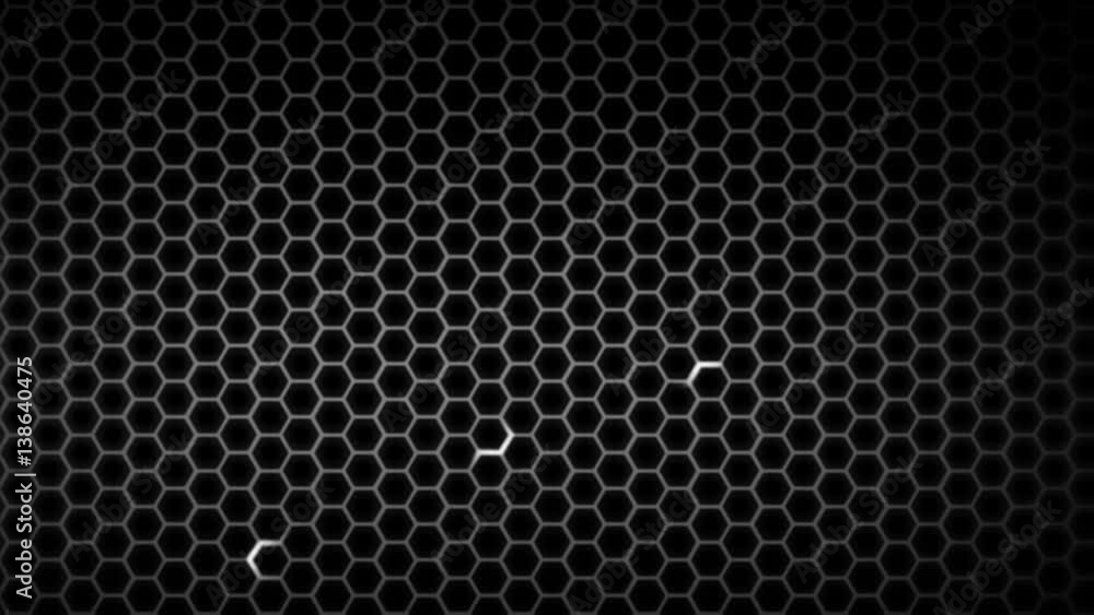 Honeycomb pattern with lighting effect over the dark background 4K 3840 ...
