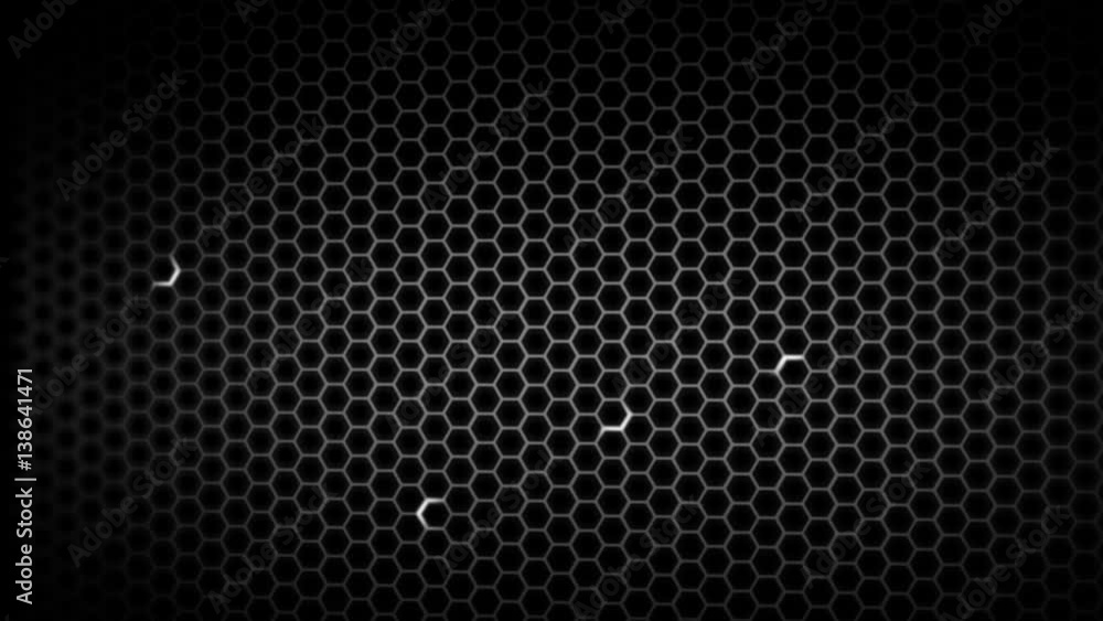 Honeycomb pattern with lighting effect over the dark background 4K 3840 ...