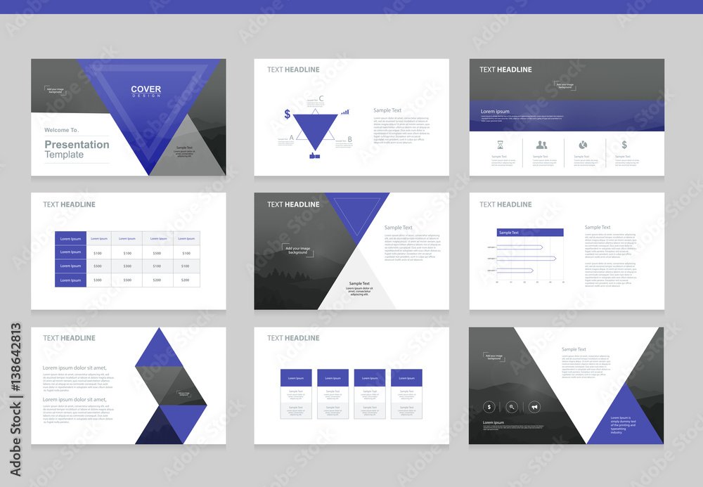 Page layout design template for business presentation page with page ...