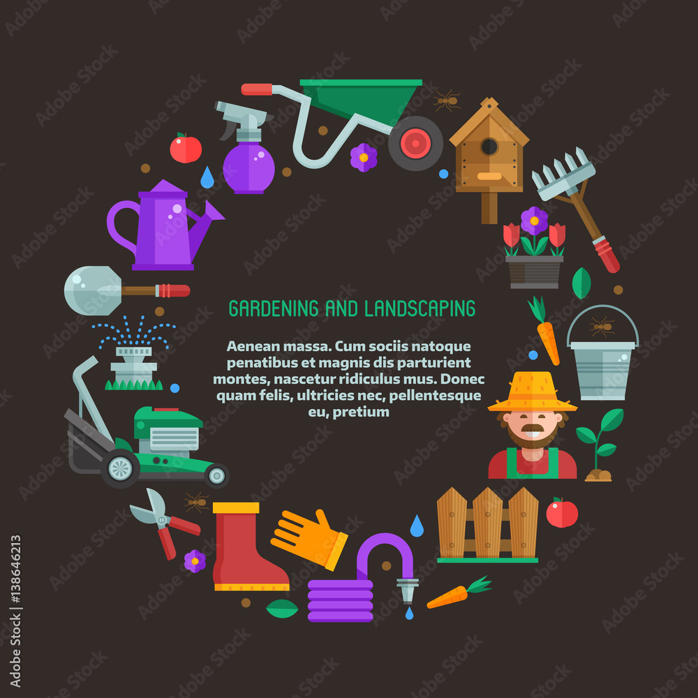 Vettoriale Stock Spring gardening and landscaping border frame with ...