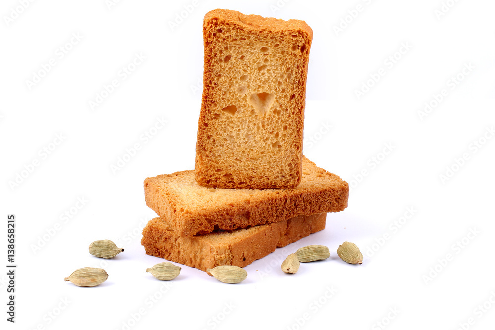 rusk with cardamom flavor, rusk on jute, rusk on cloth, rusk Stock ...
