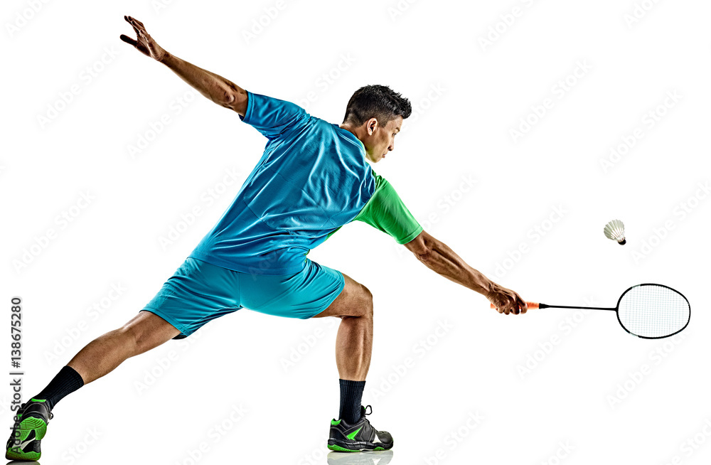 one asian badminton player man isolated on white background Stock Photo ...