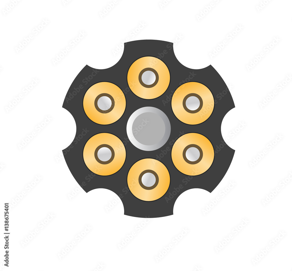 Vecteur Stock Revolver cylinder with bullets vector icon | Adobe Stock