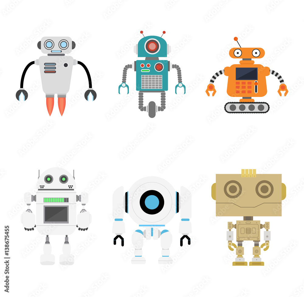 Set of vector robots. Stock Vector | Adobe Stock