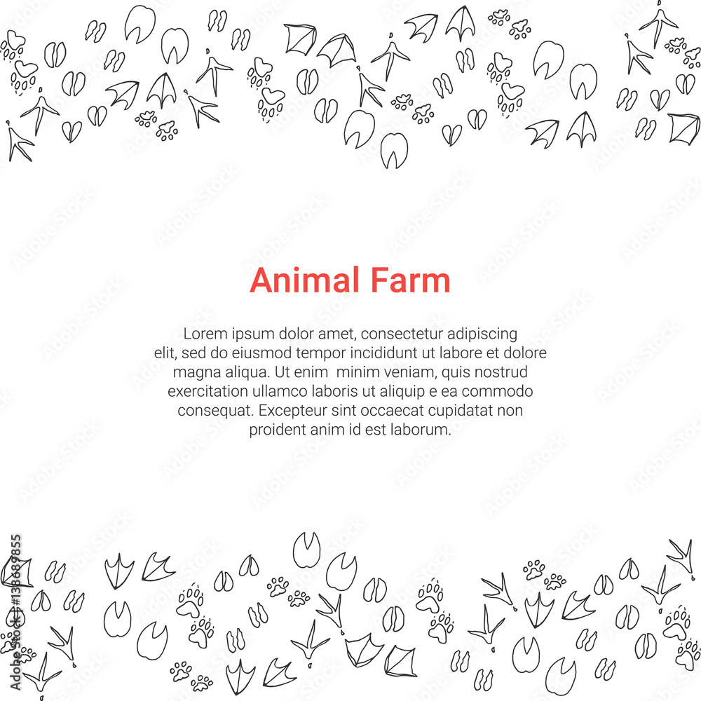 Animal Farm concept. Poultry, pet steps background with text. Vector ...