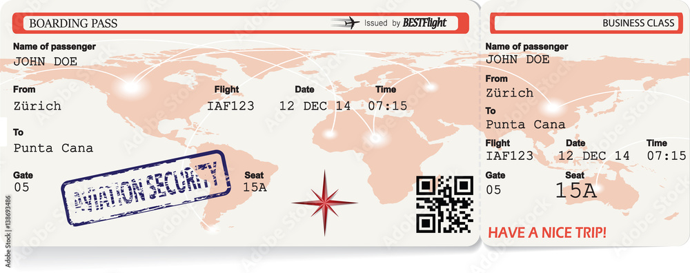 Vector template of boarding pass tickets. Concept of trip or travel ...