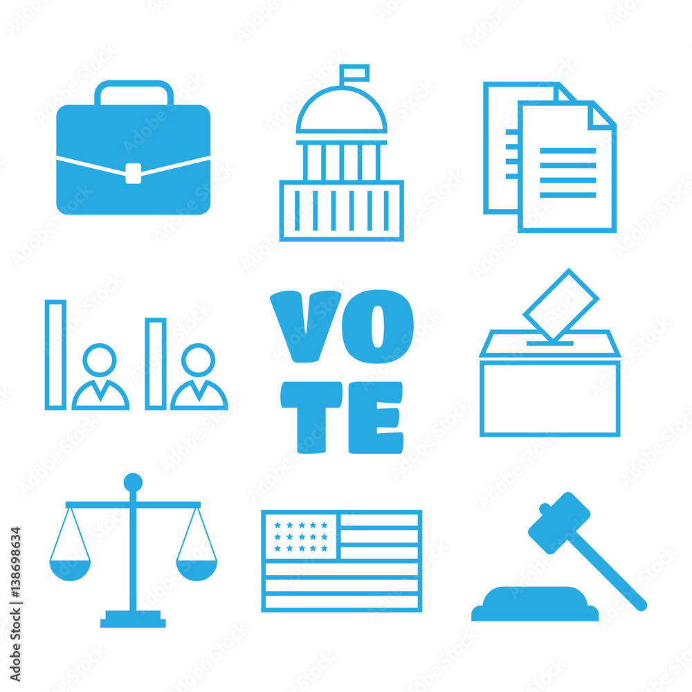 Vetor de Voting and elections linear icons. Political icons set.Voting ...
