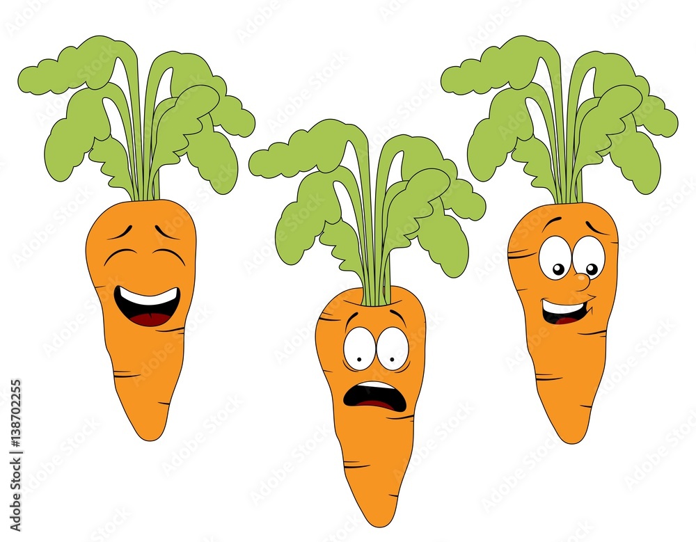 Set of cartoon carrot character with different expressions Stock Vector ...