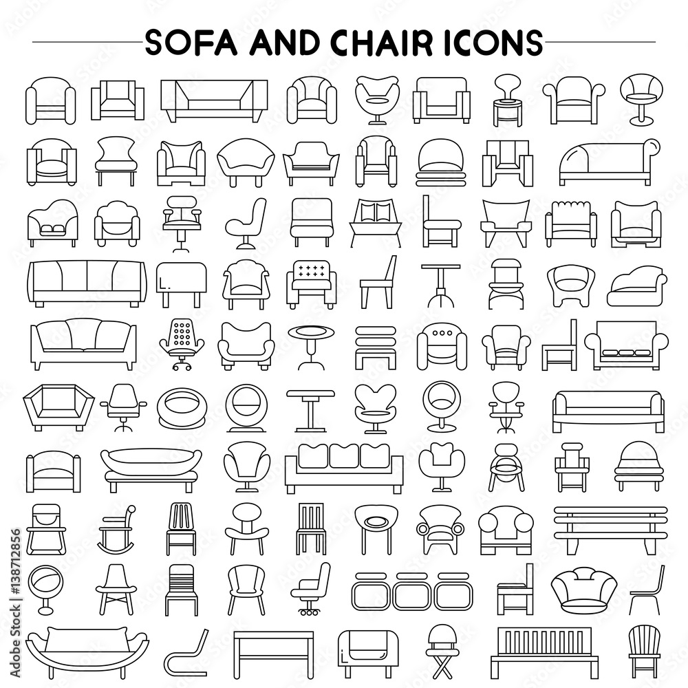 sofa and chair icons Stock Vector | Adobe Stock