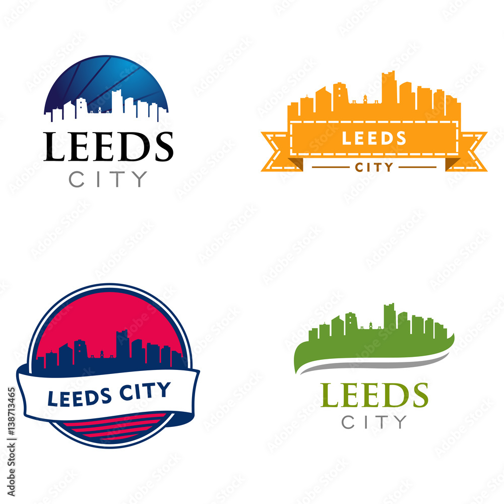 Leeds City Landscape Cityscape Skyline Logo Template Stock Vector ...