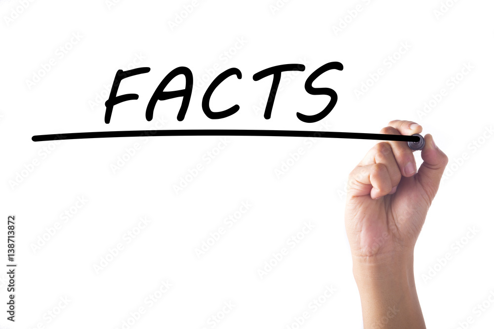 Hand writing FACTS word on transparent board Stock-Foto | Adobe Stock