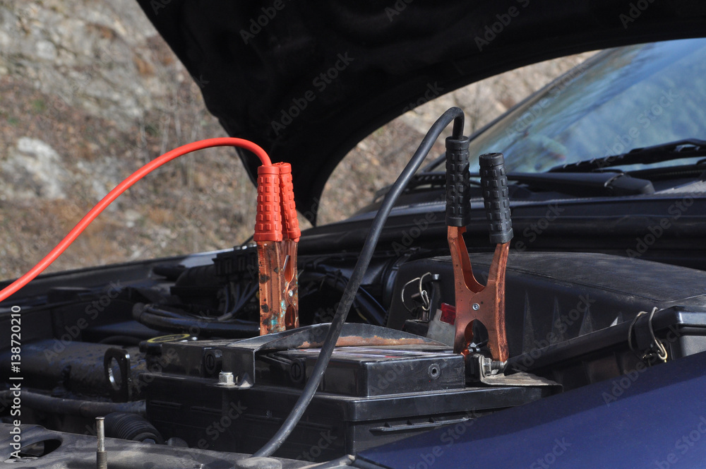 Cables for switching the battery on the car, recharging battery on the ...