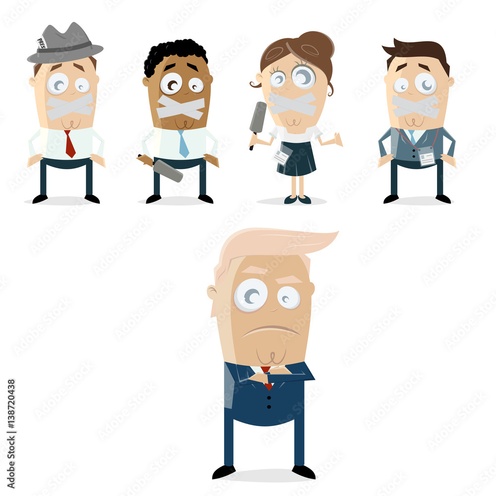angry politician and journalists with duct tape Stock Vector | Adobe Stock