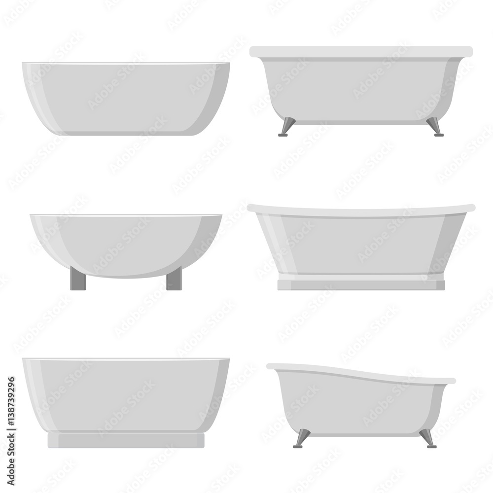 Bathtubs of different style and shape set isolated on white background ...