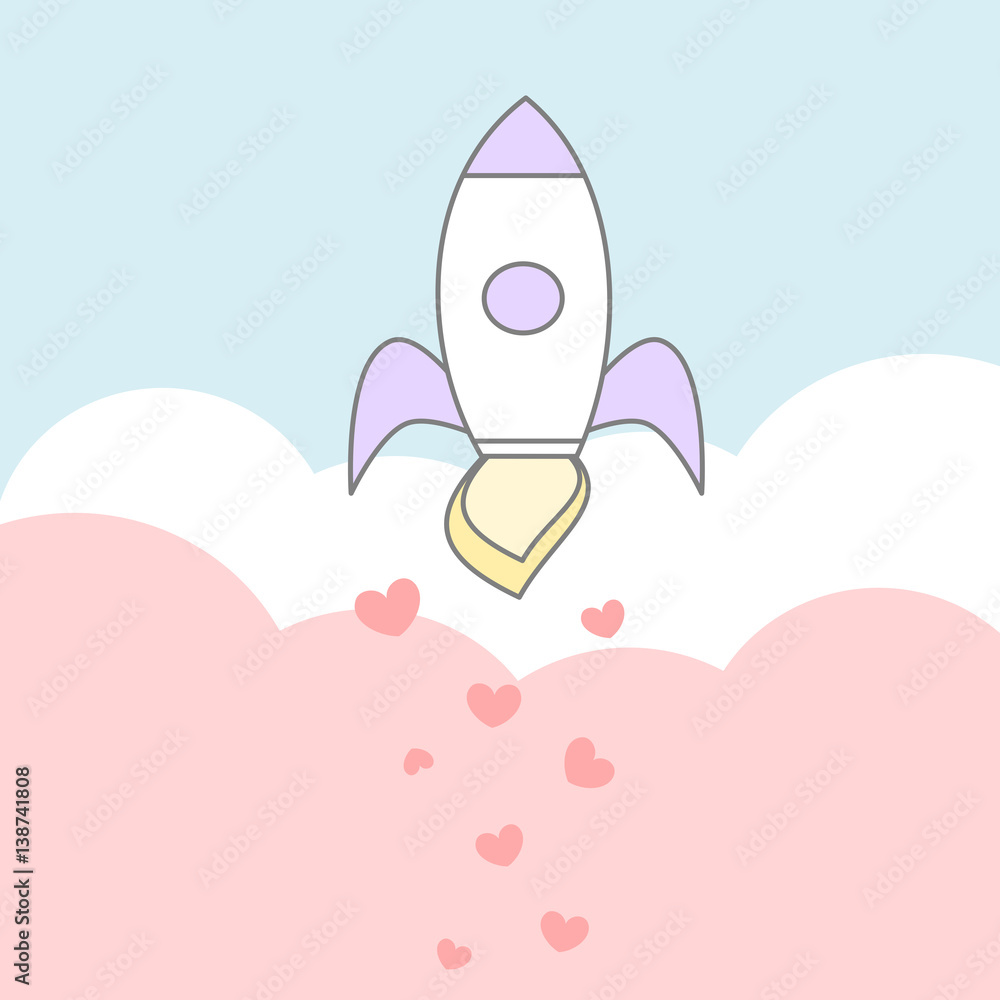 cute cartoon rocket vector illustration Stock Vector | Adobe Stock