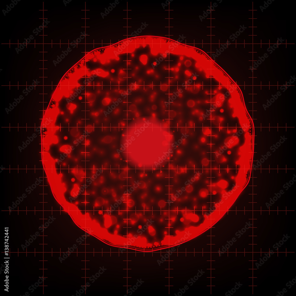 red cell under microscope, microbiology science vector background Stock ...