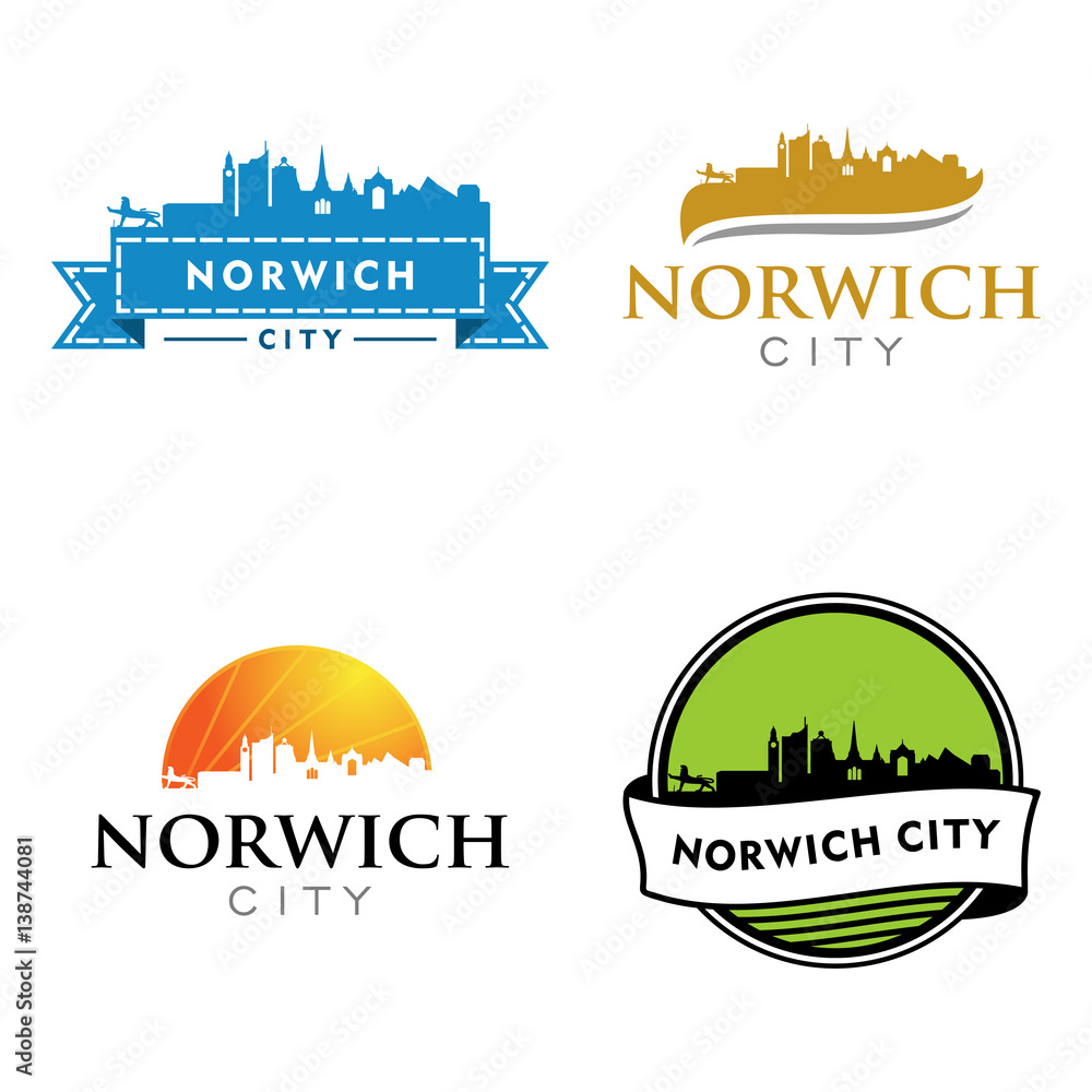 Norwich England City Landscape Cityscape Skyline Silhouette Logo Stock ...