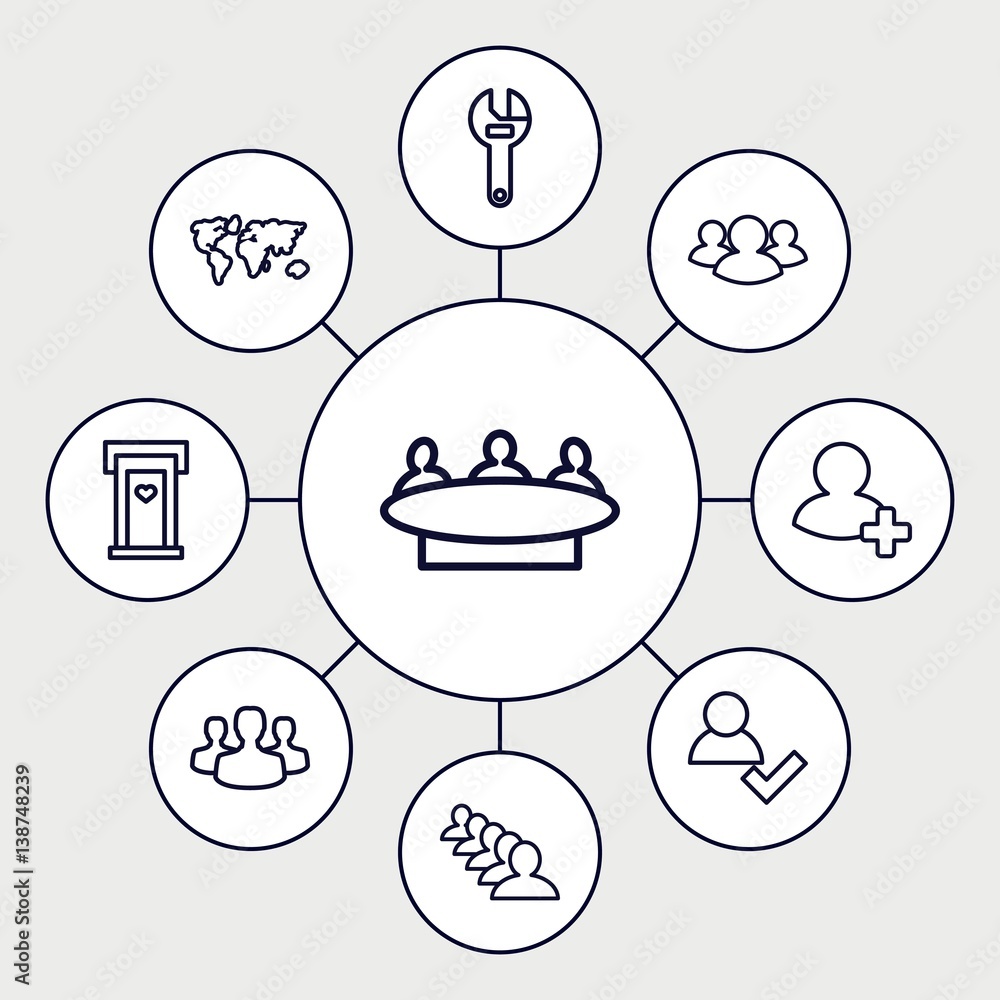 Set of 9 community outline icons Stock Vector | Adobe Stock