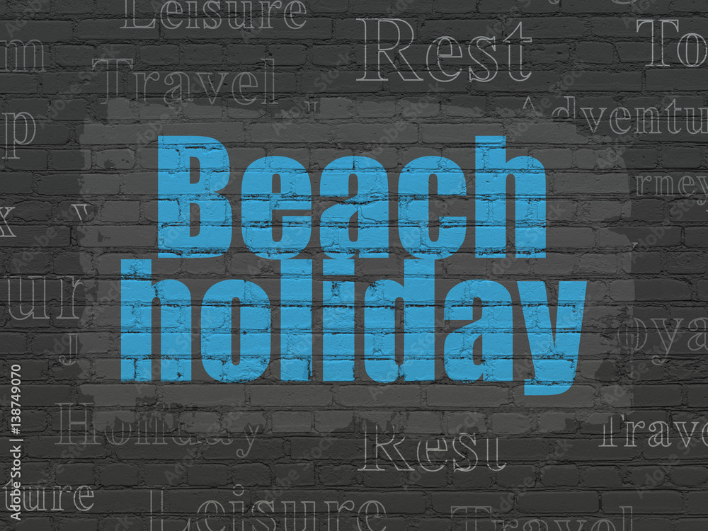 Travel concept: Beach Holiday on wall background Stock Illustration ...