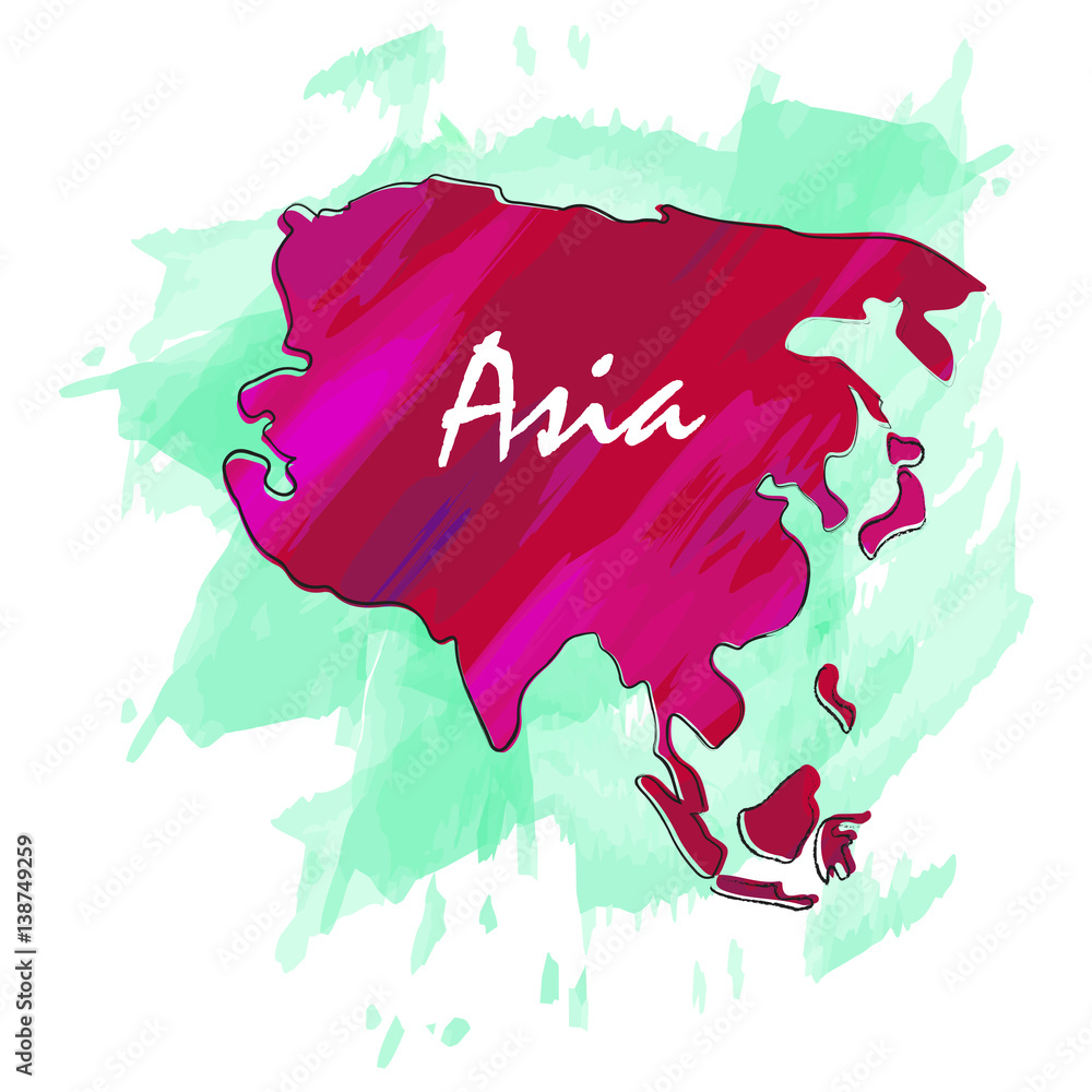 Isolated map of Asia on a white background, Vector illustration Stock ...