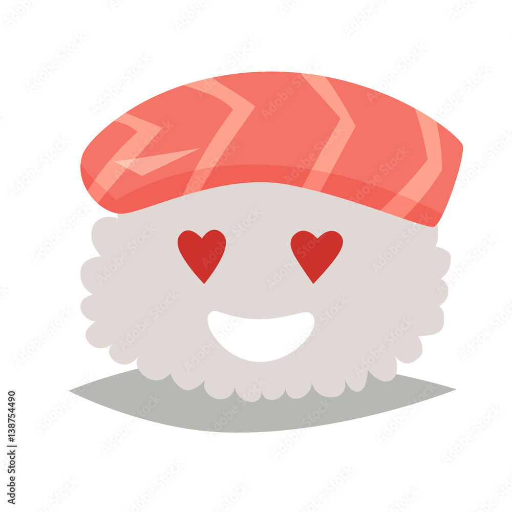 Sashimi in love emoji vector illustration. Cute sushi emoticon icon ...