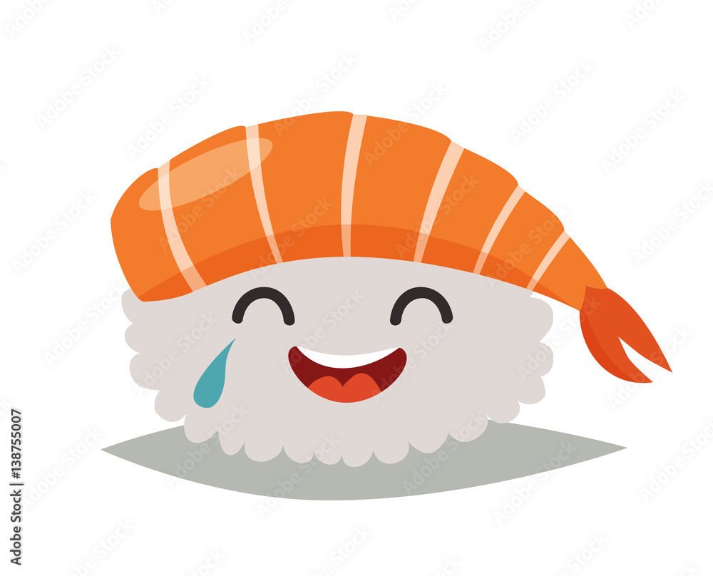 Sashimi laughing emoji vector illustration. Cute sushi emoticon icon ...