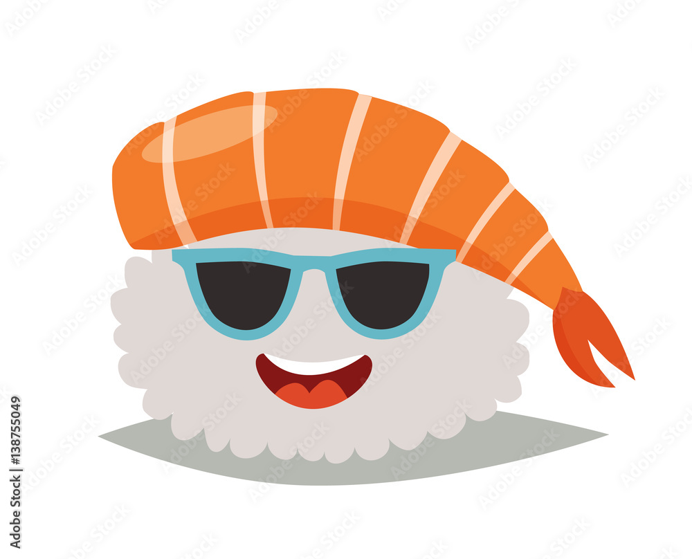 Sashimi happy emoji vector illustration. Emoji happy sushi in ...