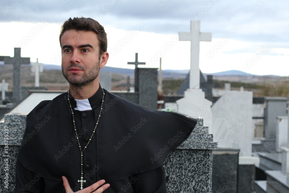 Handsome young priest close up Stock Photo | Adobe Stock