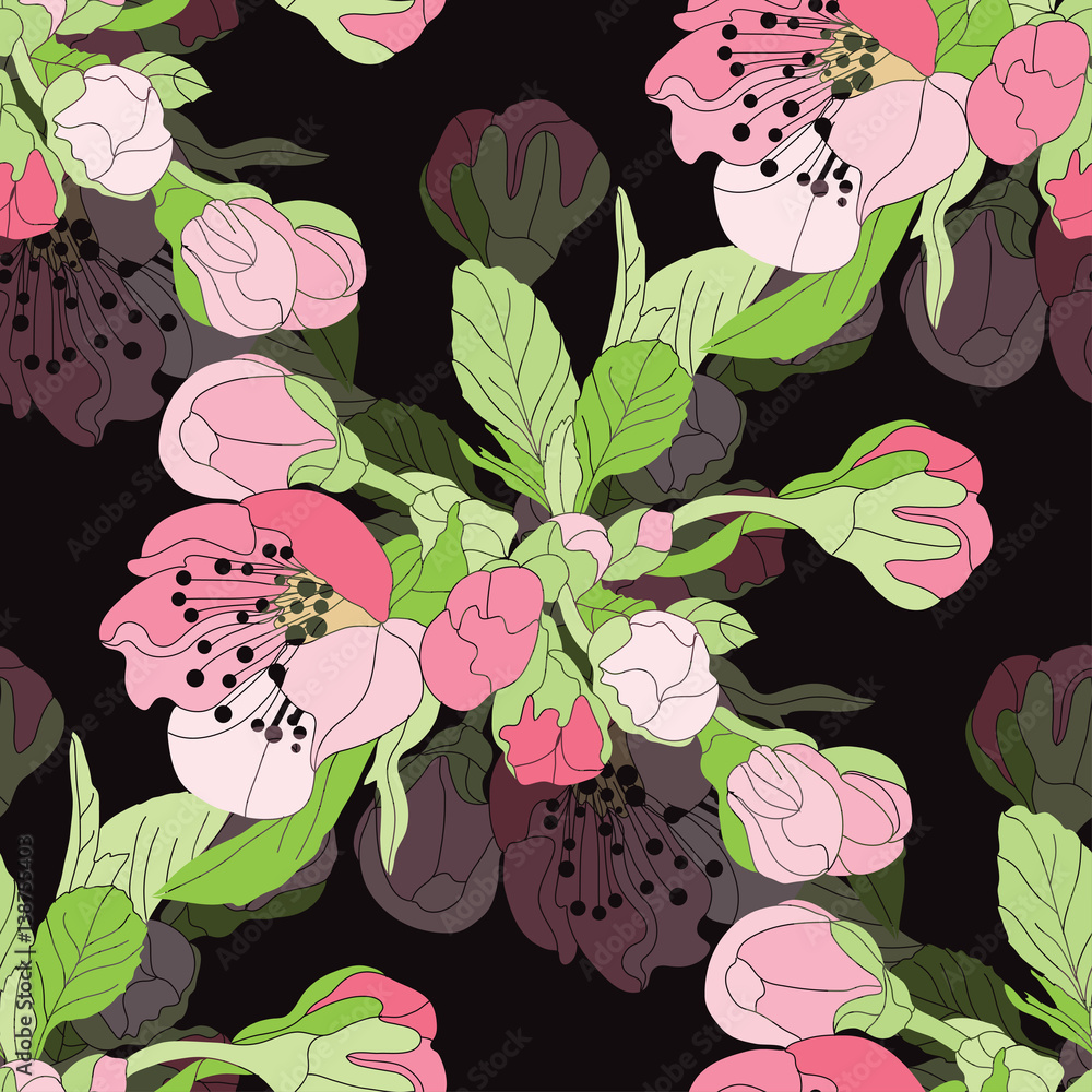 floral seamless pattern Stock Vector | Adobe Stock