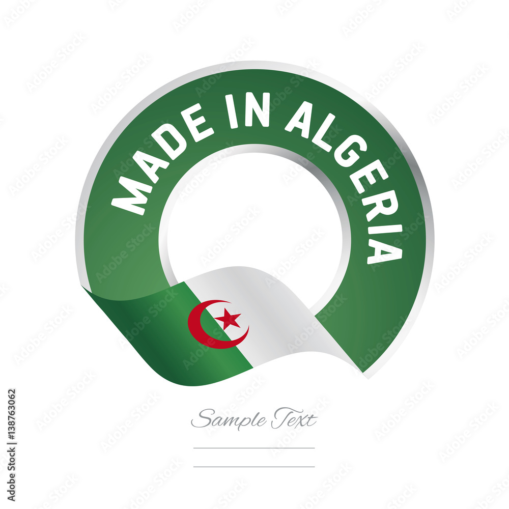 Vecteur Stock Made in Algeria flag green color label logo icon | Adobe ...