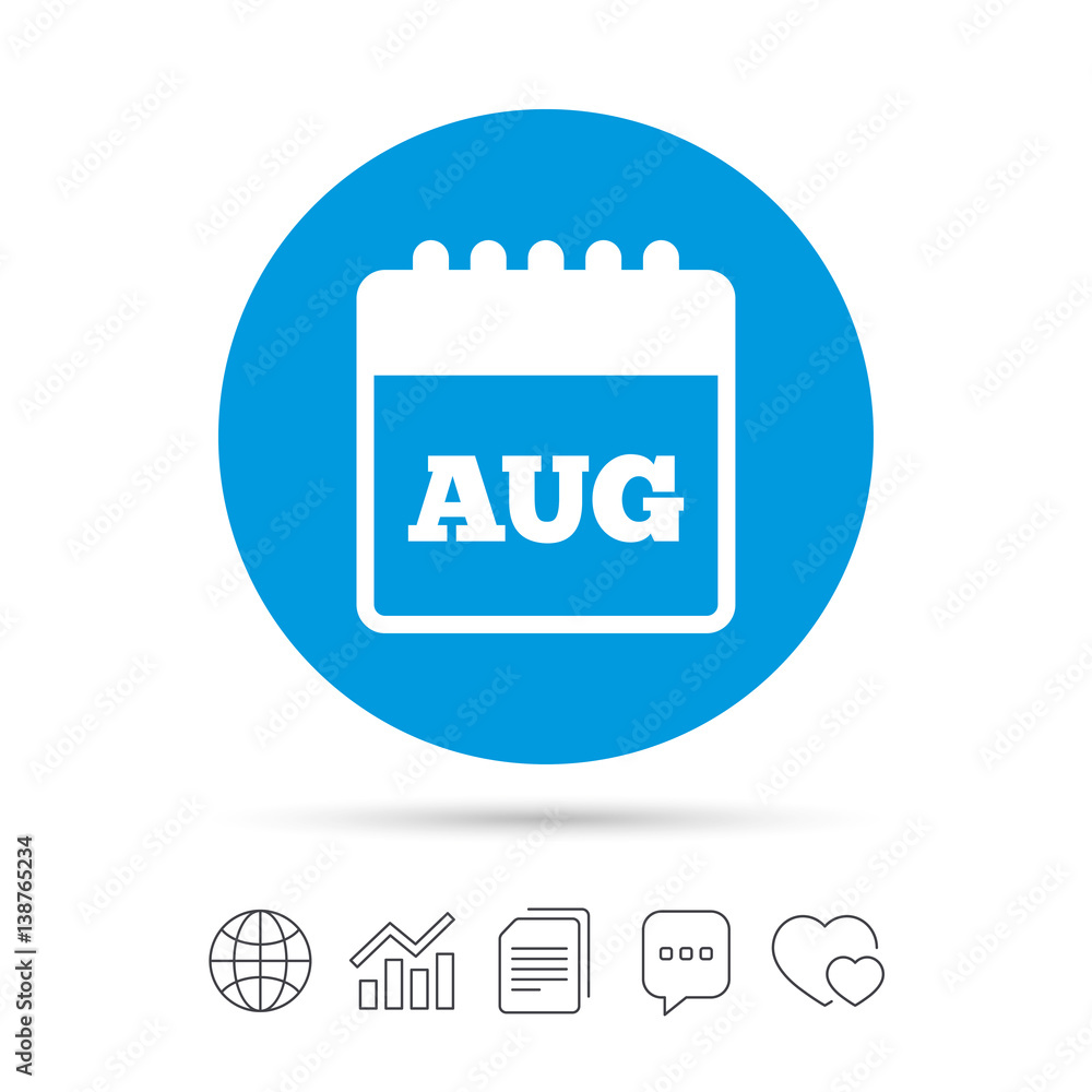 Calendar sign icon. August month symbol. Stock Vector | Adobe Stock
