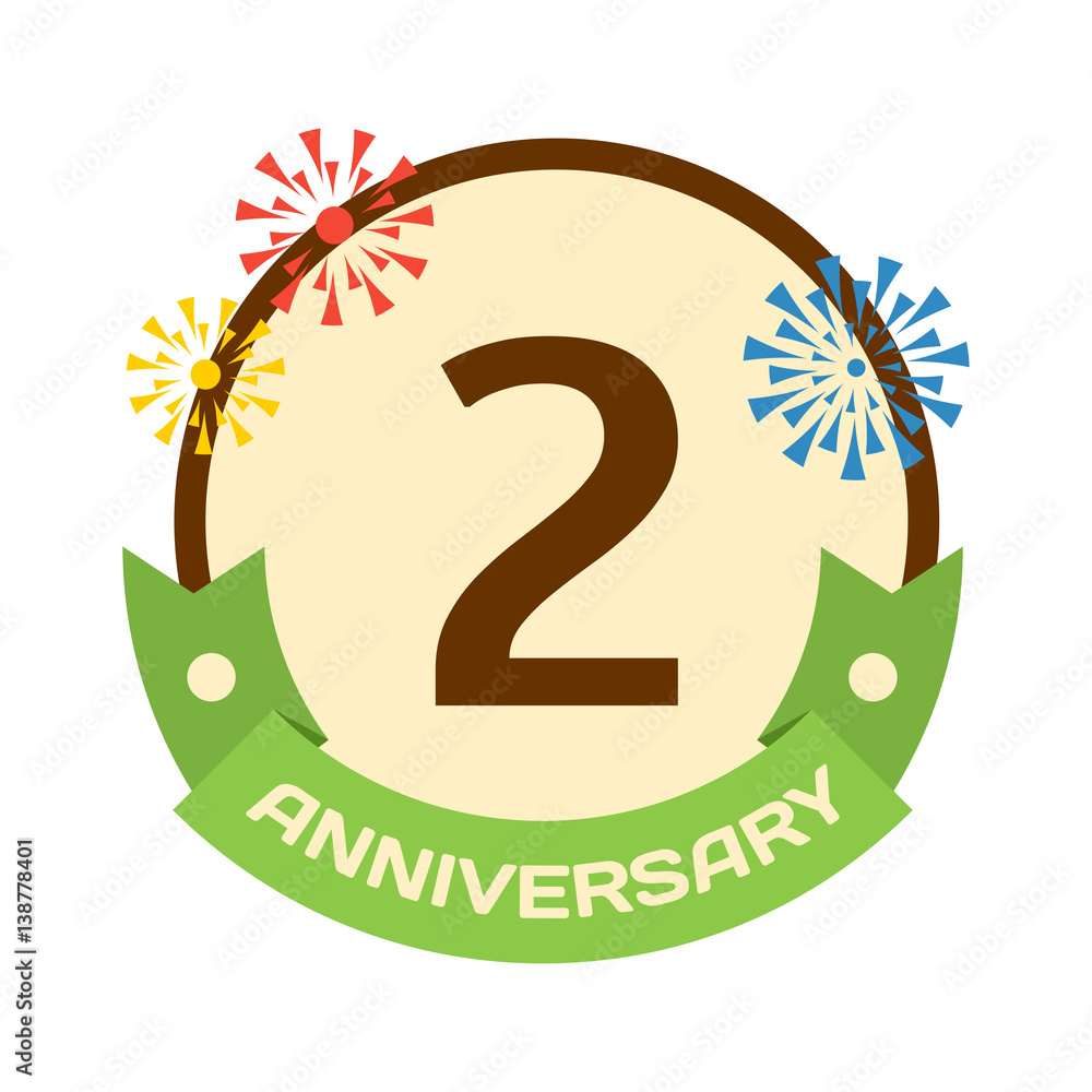 Birthday second badge banner design flat celebration emblem anniversary ...